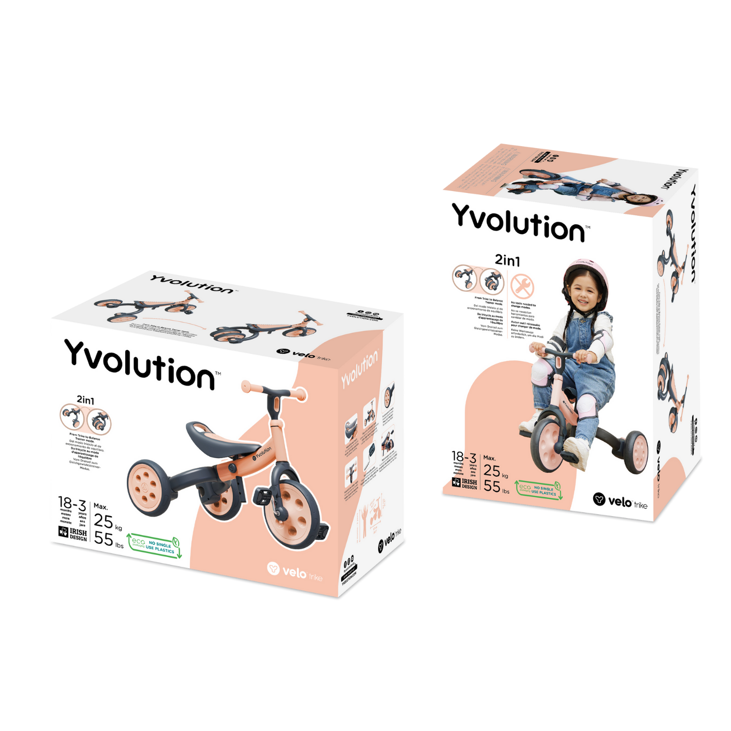 Yvolution triciclo y bicicleta de balance Velo Trike 2 en 1 color melón ...